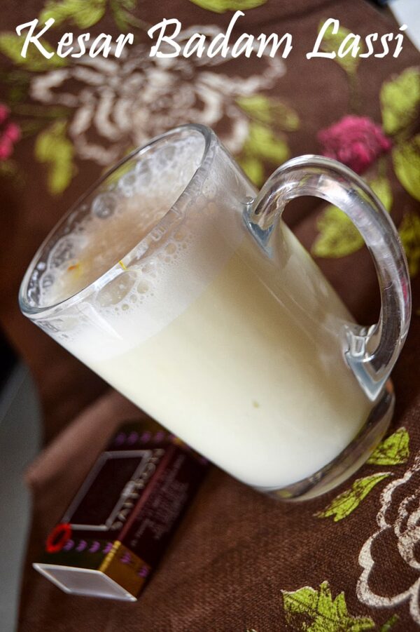 Kesar Badam Lassi - Saffron Almond Yogurt Drink - The Big Sweet Tooth