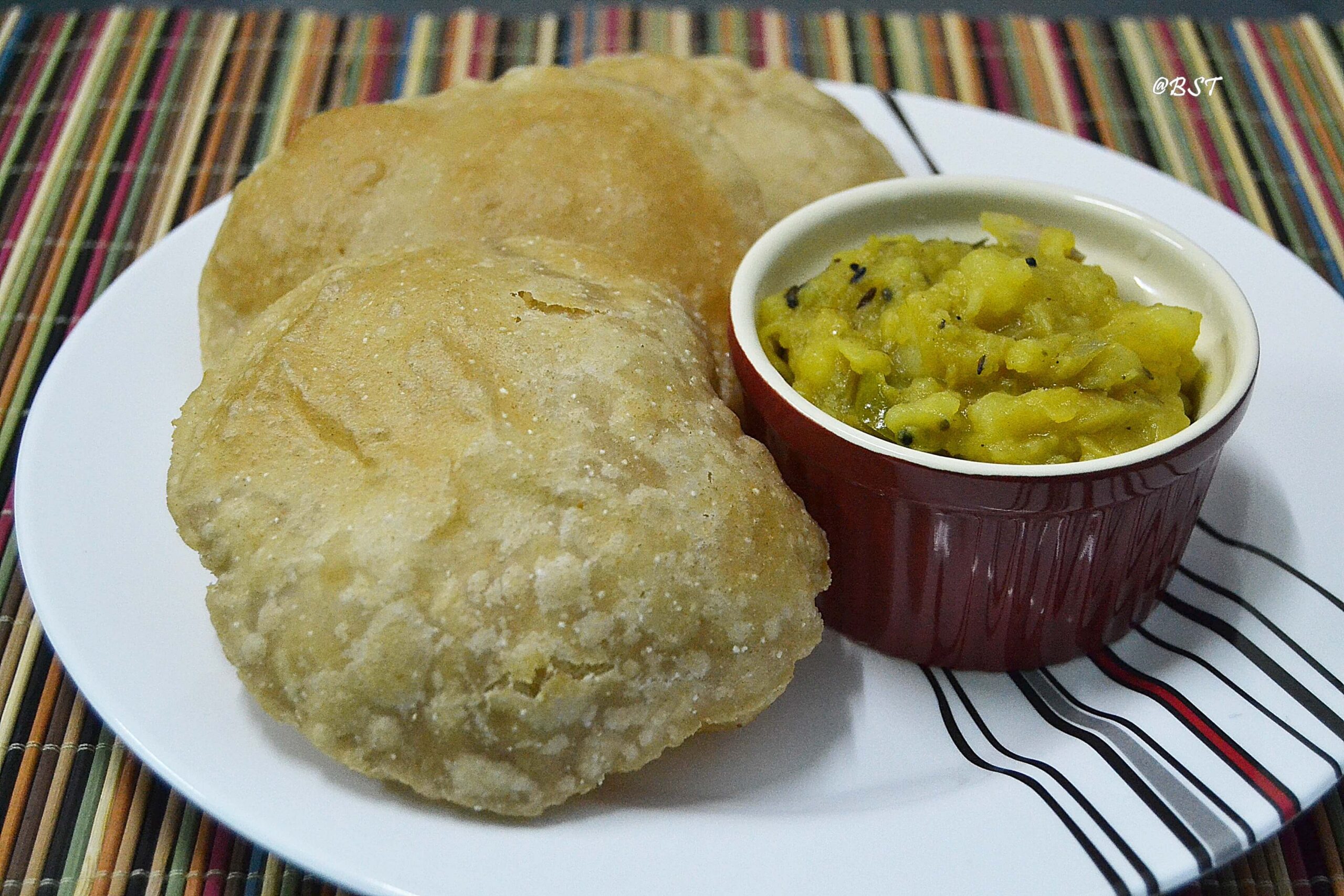 Poori Bhaji ~ Deep Fried Indian Flatbread and Potato Curry - The Big ...