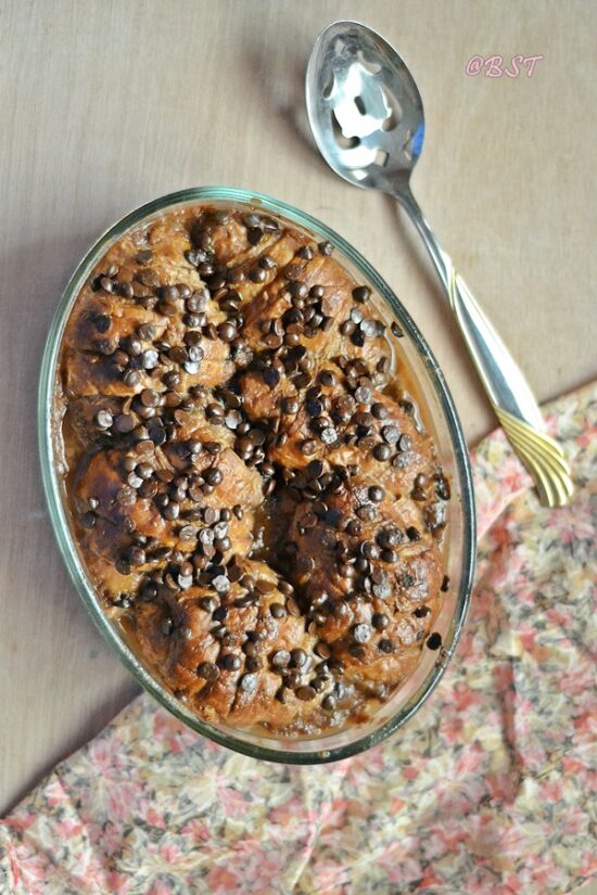Chocolate Croissant Pudding - The Big Sweet Tooth