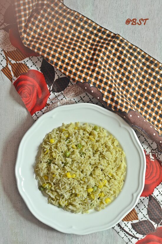 Corn Peas Pulao ~ Makai Matar Pulao - The Big Sweet Tooth
