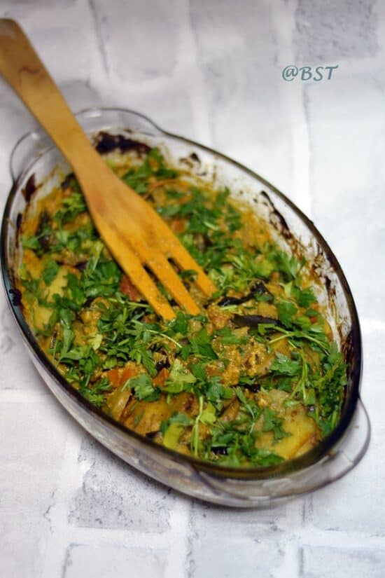 Batata Batemjaan ~ Potato Aubergine Casserole - The Big Sweet Tooth